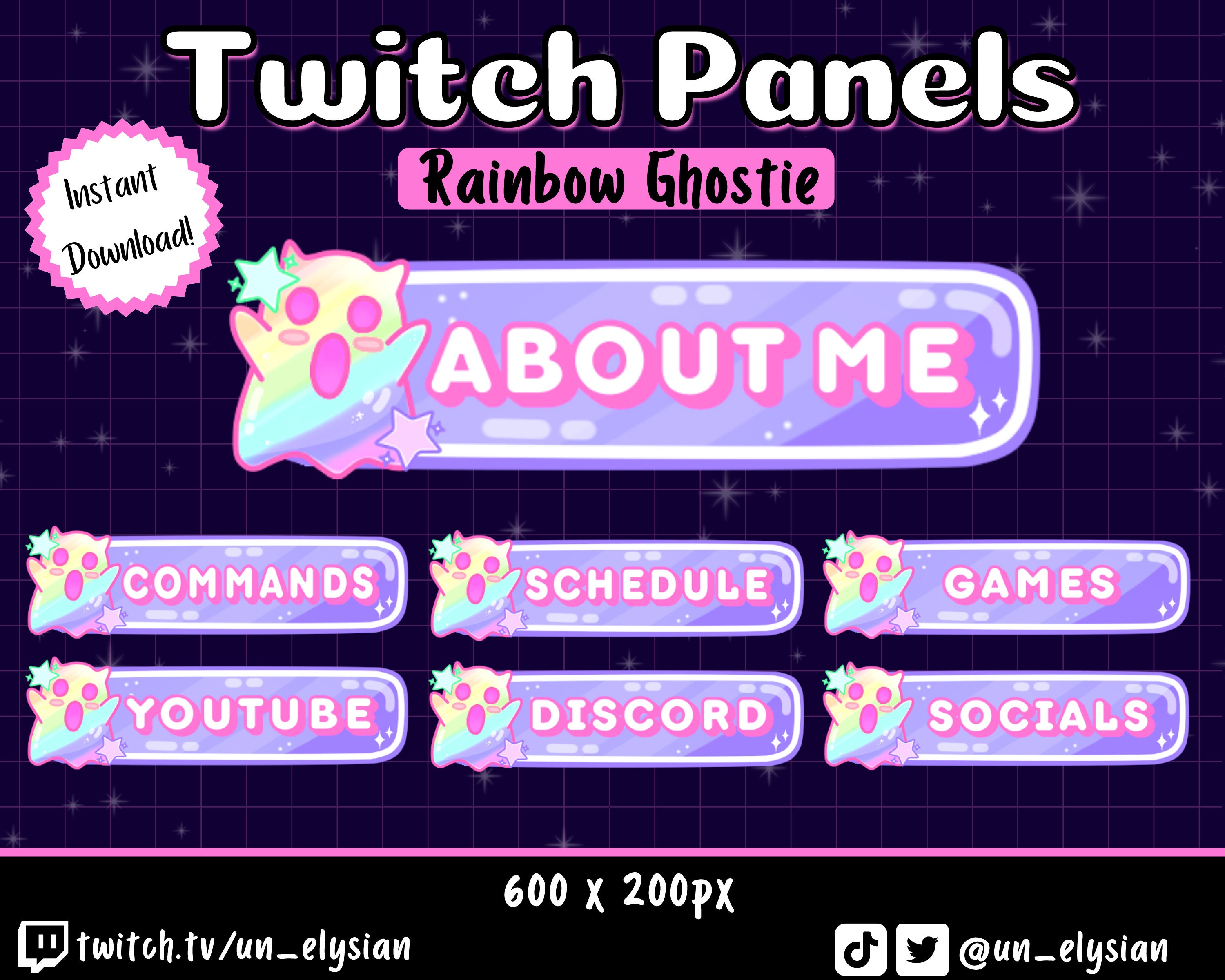 Rainbow Ghost Panels for Twitch Streamers - Cute, Spooky, Halloween ...