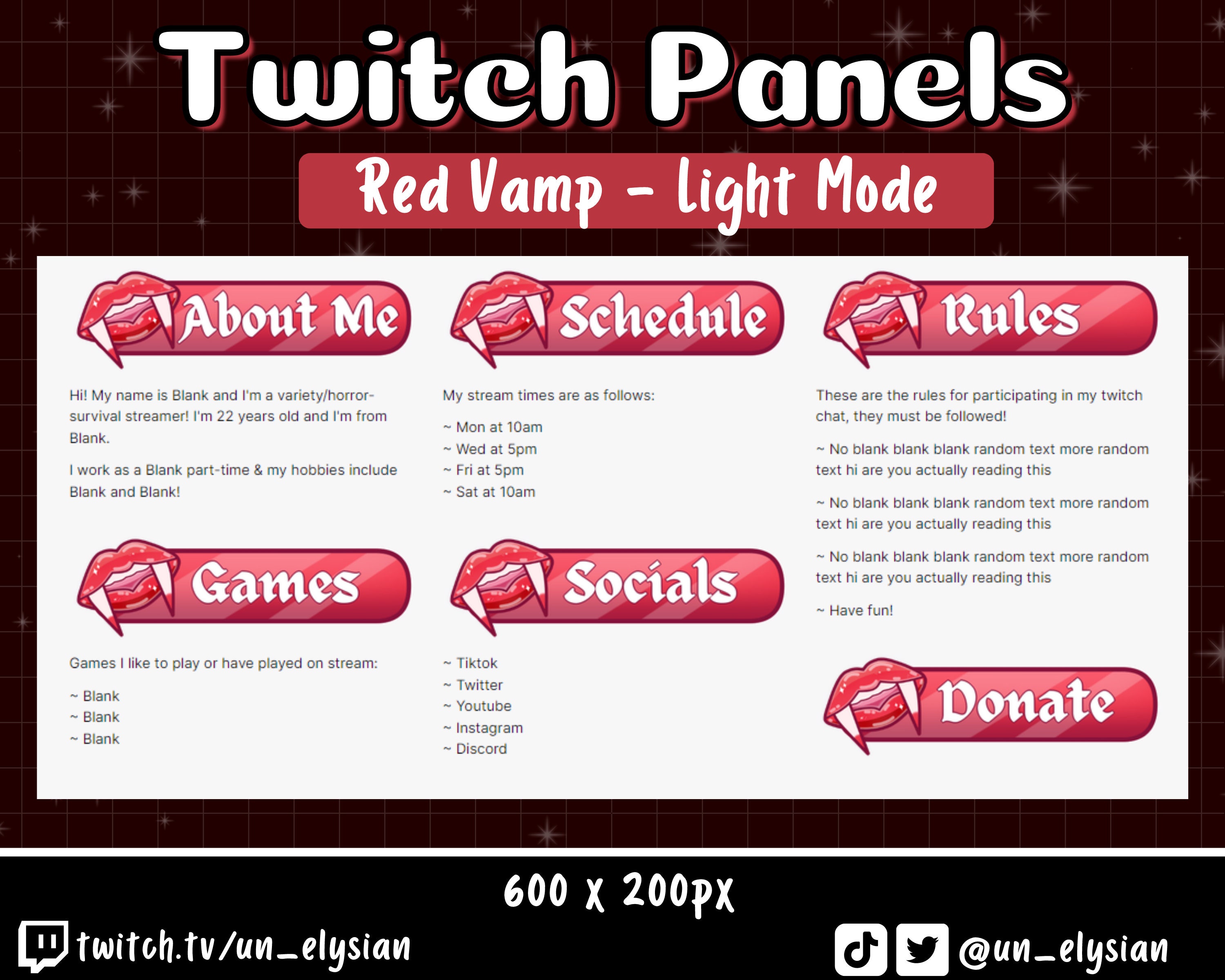 Vampire Panels for Twitch Streamers - Vamp, Fangs, Cute, Spooky ...