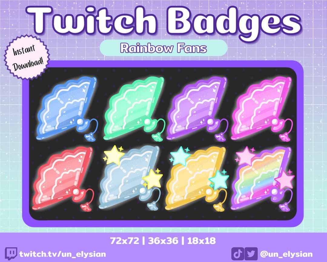 Rainbow Fan Twitch Sub Badges/bit Badges - Cute, Elegant, Lace - Etsy