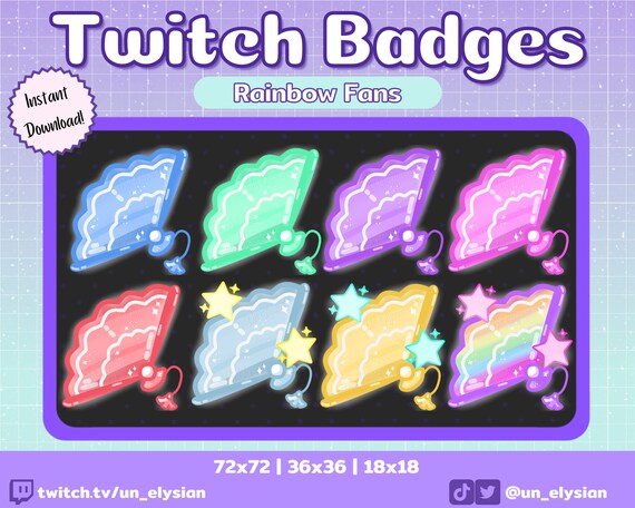 Rainbow Fan Twitch Sub Badges/bit Badges Cute Elegant Lace - Etsy