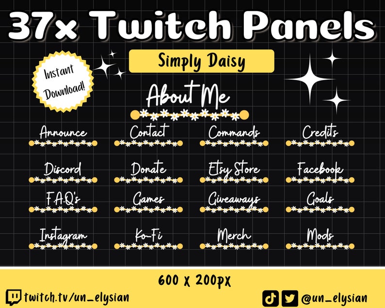 Simply Daisies Panels for Twitch Streamers - Simple, Elegant, Cute ...