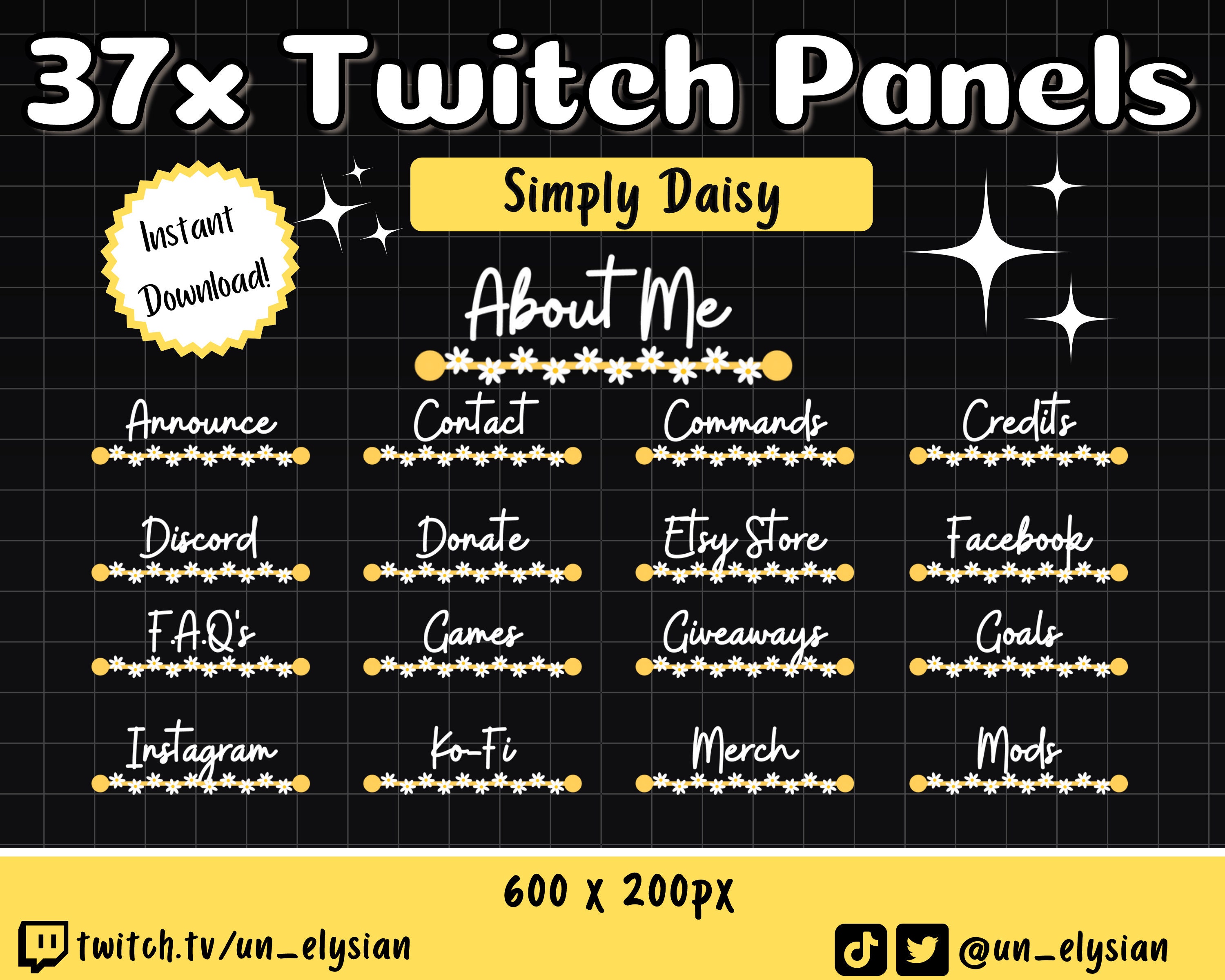 Simply Daisies Panels for Twitch Streamers - Simple, Elegant, Cute ...