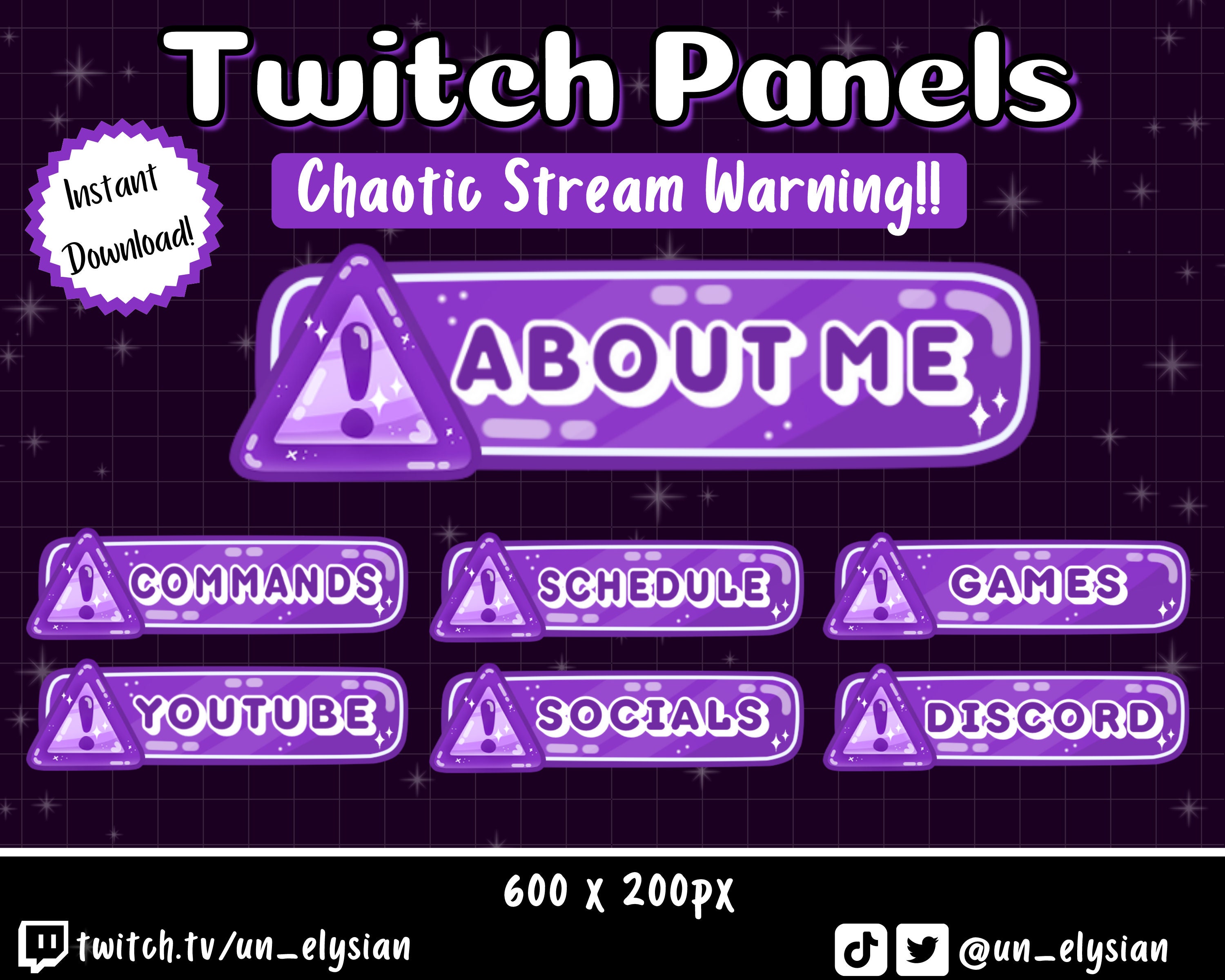 Warning! Panels for Chaotic Twitch Streamers - Purple, Symbol, Funny ...