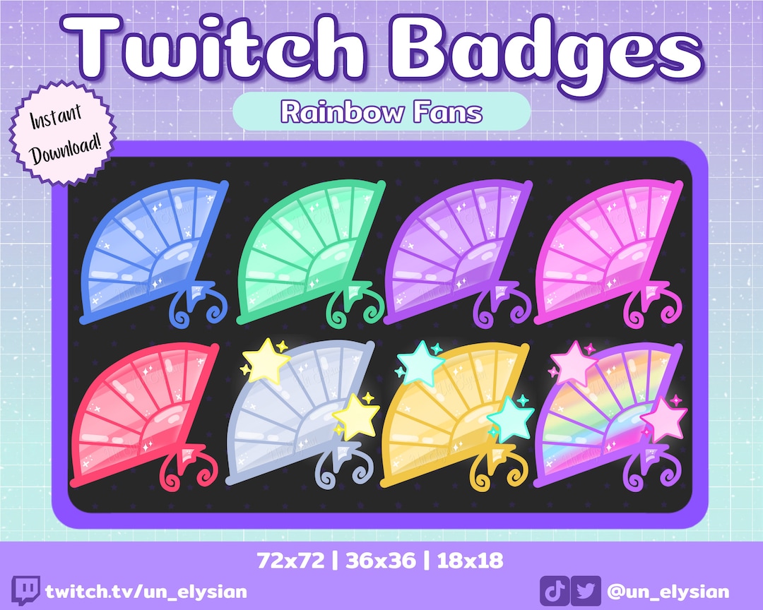 Rainbow Fan Twitch Sub Badges/bit Badges - Cute, Elegant - Etsy