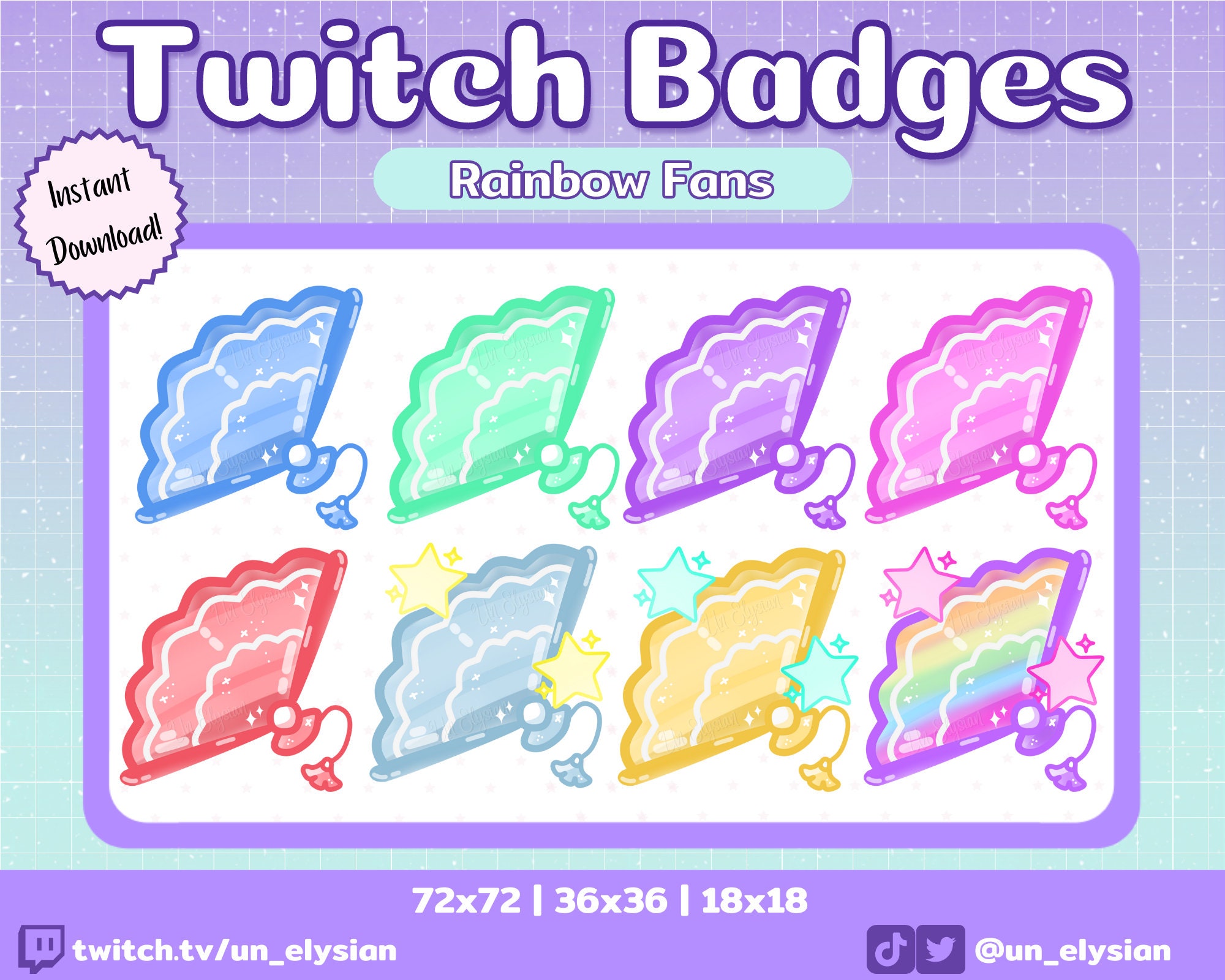Rainbow Fan Twitch Sub Badges/bit Badges - Cute, Elegant, Lace - Etsy