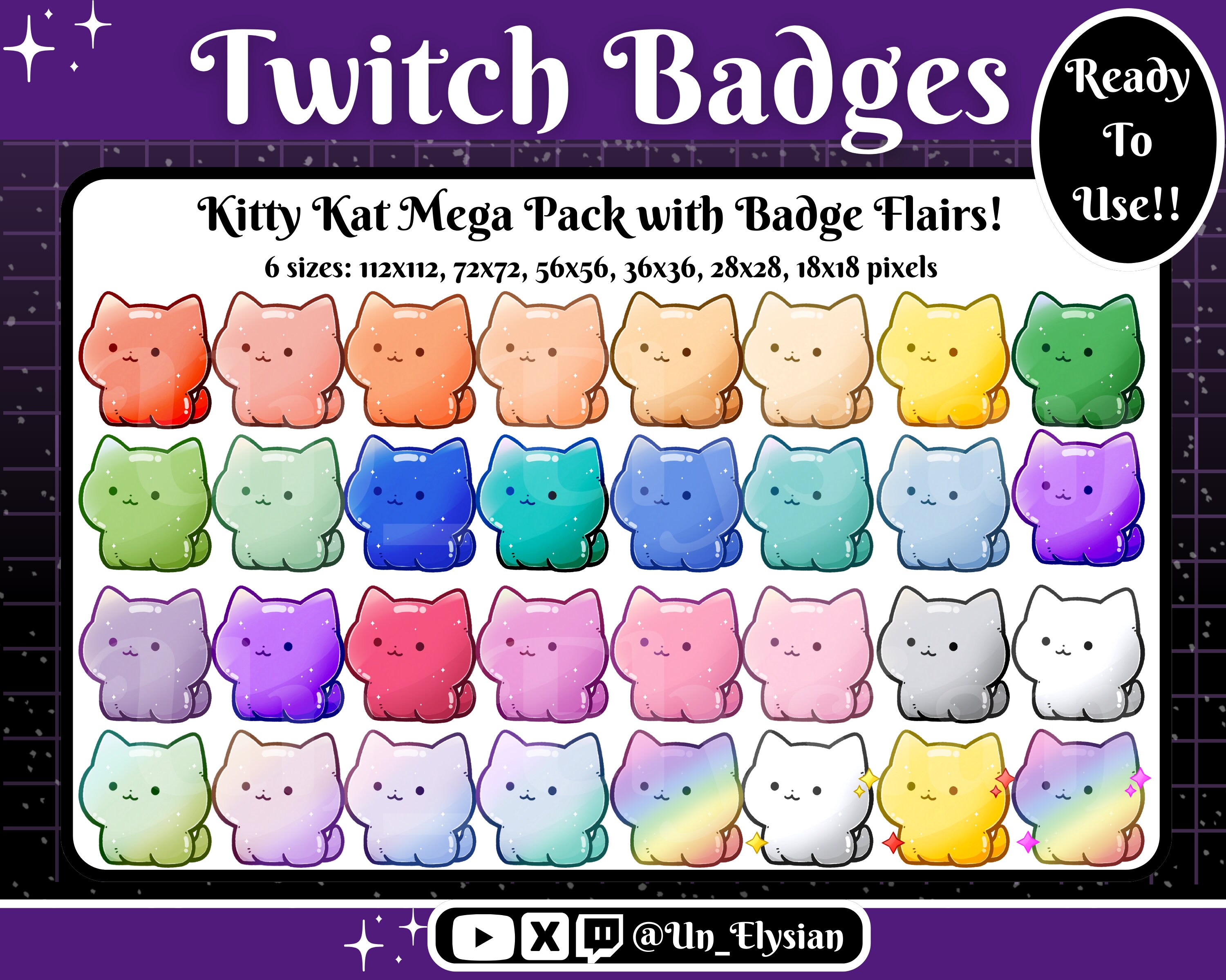 Kitty Kat Mega Pack Sub Badges!! | Rainbow Cats | Twitch Sub Badges ...