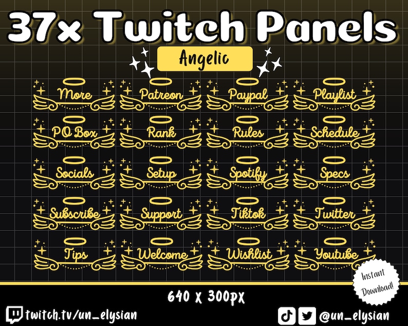 Angelic Panels for Twitch Streamers - Celestial, Angel, Yellow, Simple ...