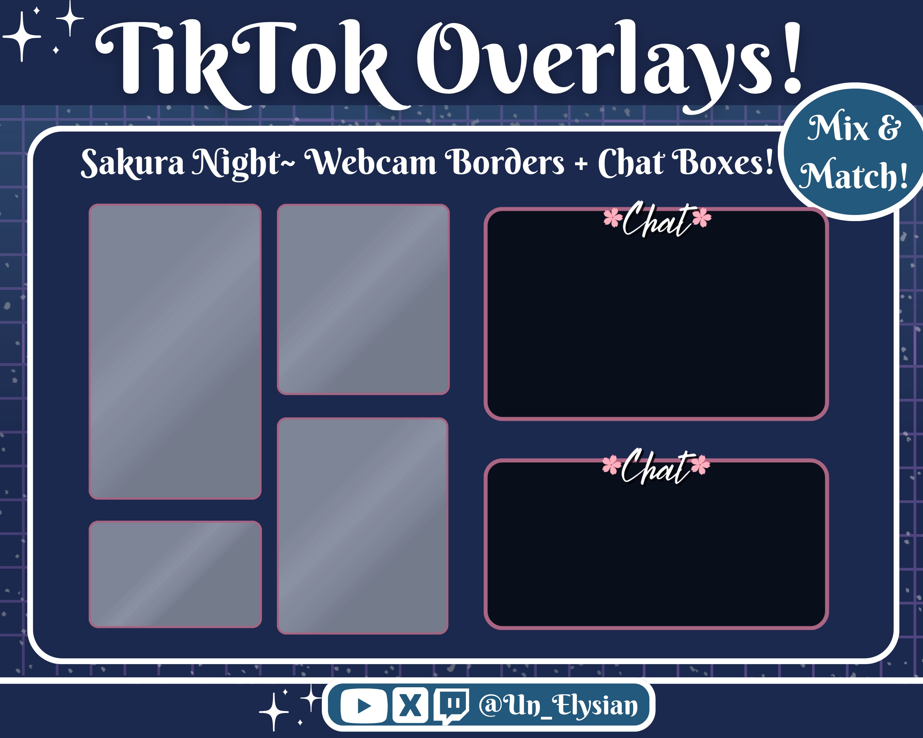 Tiktok Streaming Overlay Package Sakura Nights Animated Scenes, Static ...