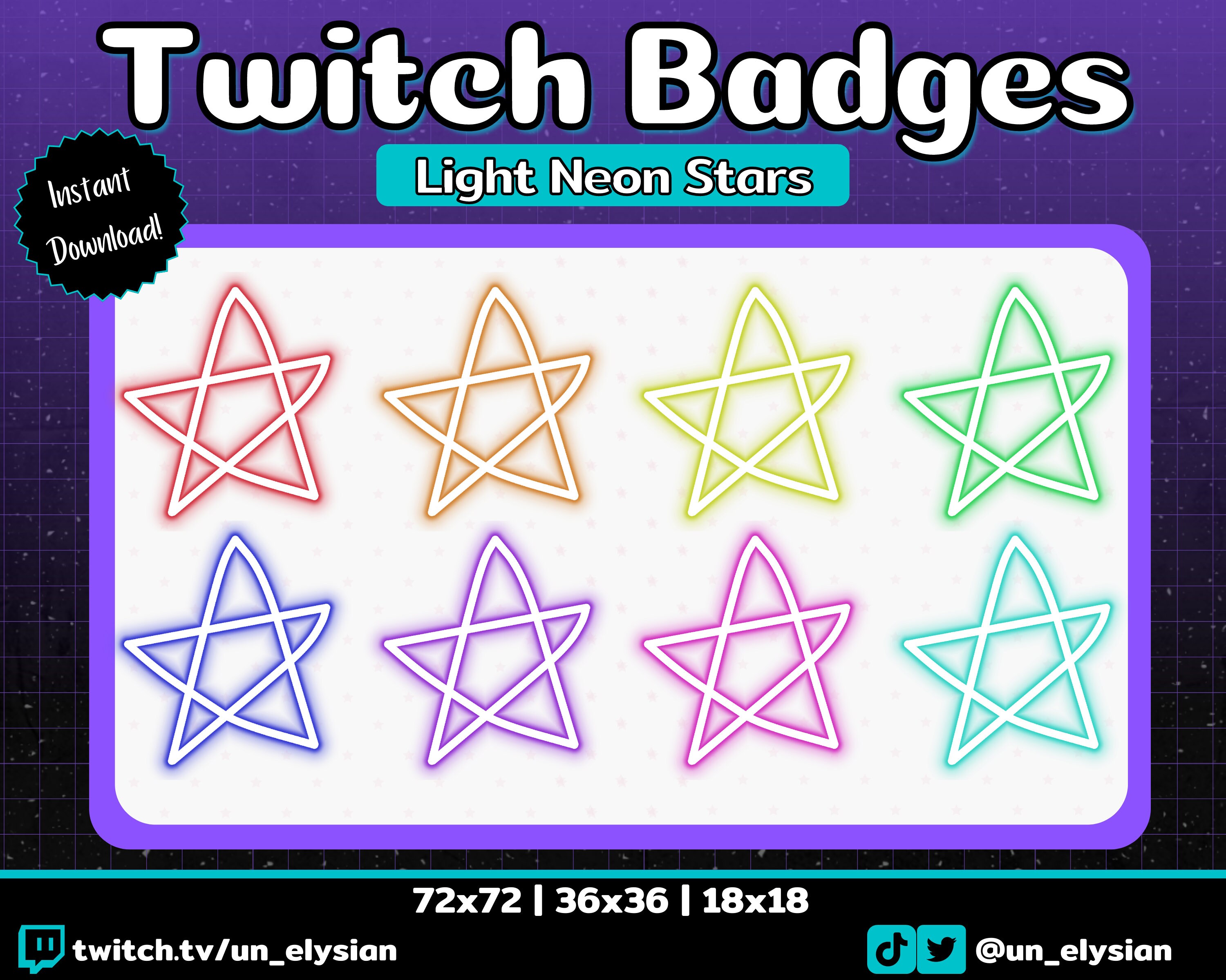 Messy Neon Stars Twitch Sub Badges/bit Badge Set - - Etsy
