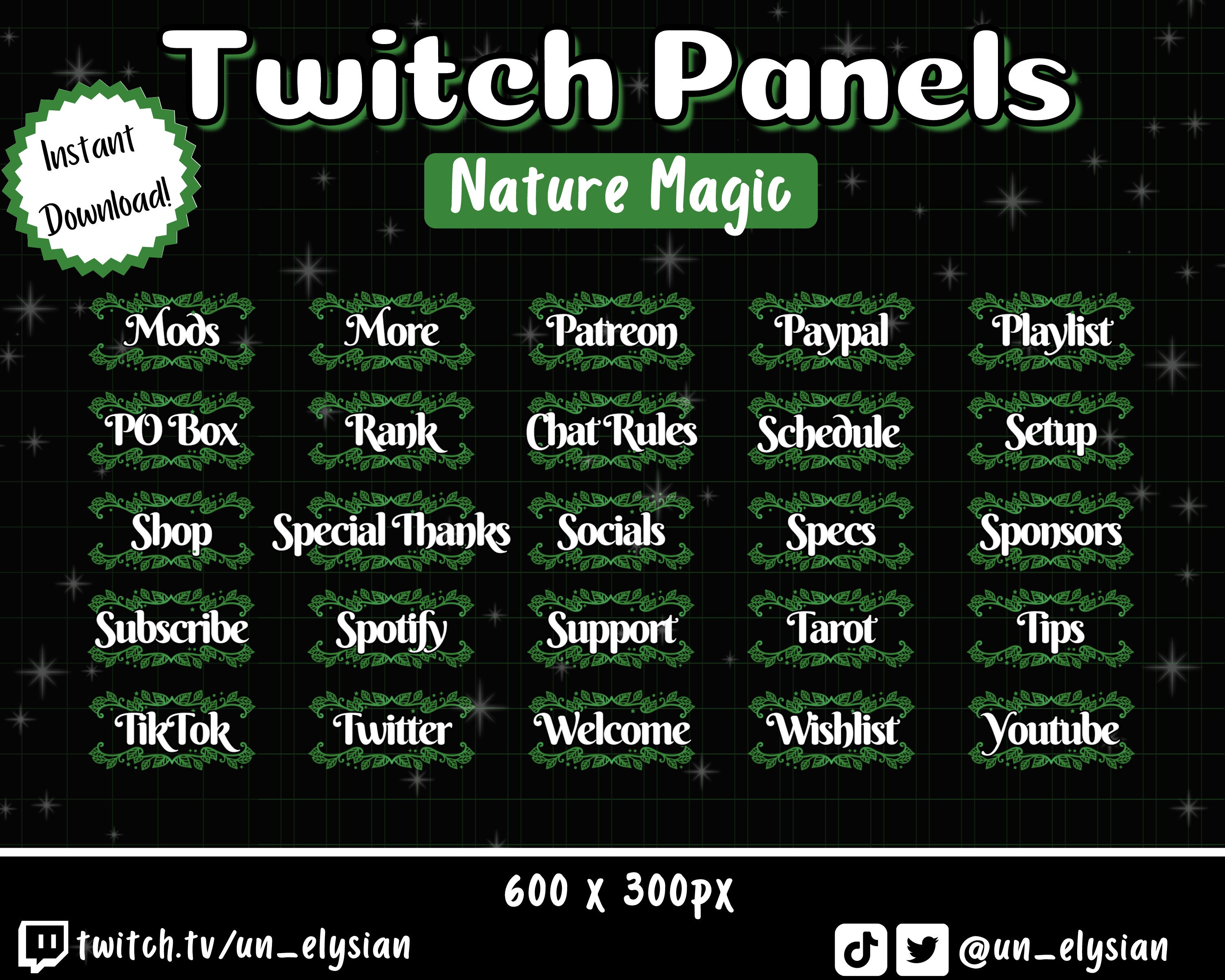 Nature Magic Minimalist Panels for Twitch Streamers - Simple, Elegant ...