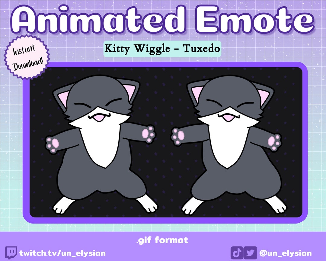 Animated Cat Wiggle Emote X1 | Tuxedo Black White Cat Emote | Dancing ...