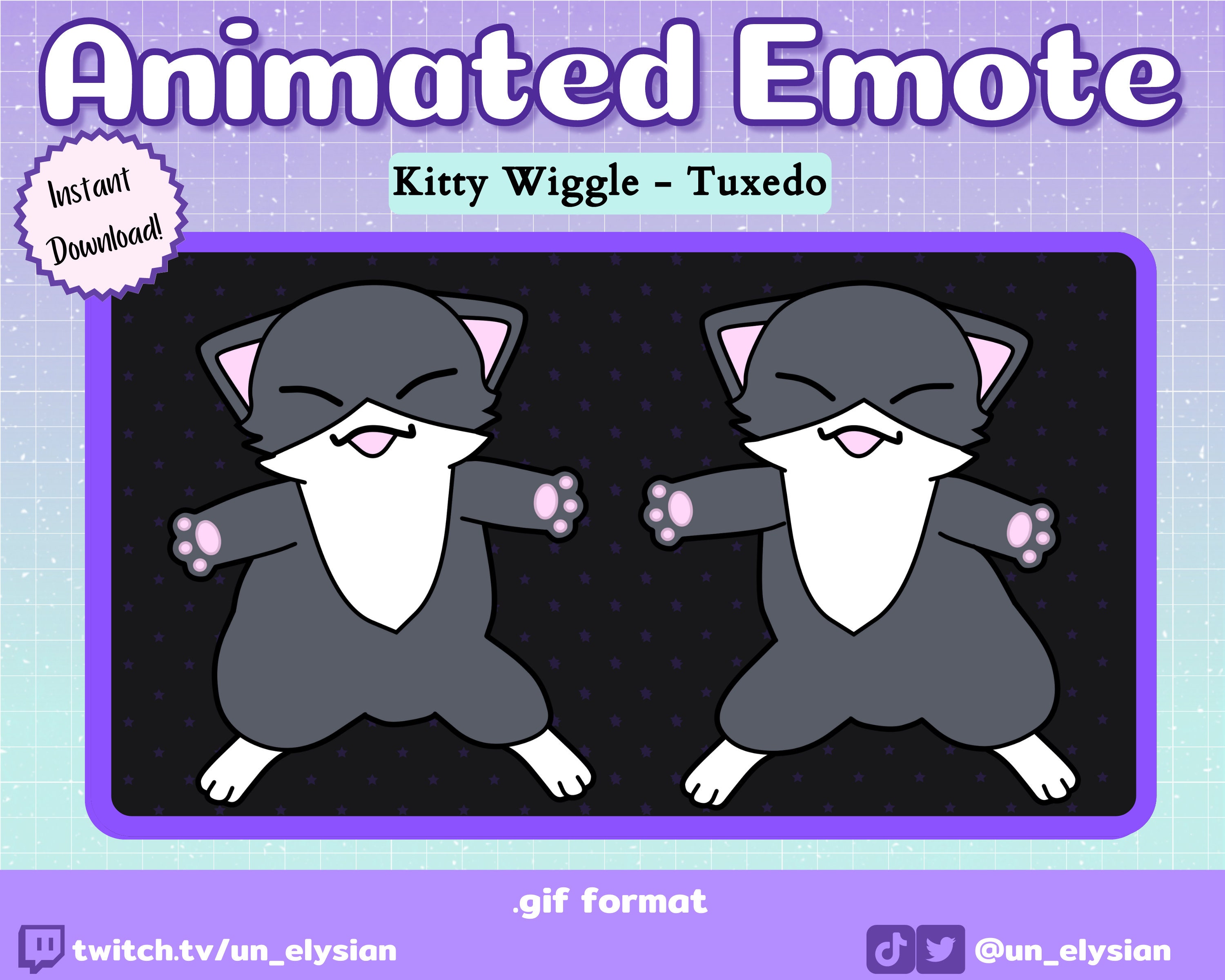 Animated Cat Wiggle Emote X1 | Tuxedo Black White Cat Emote | Dancing ...