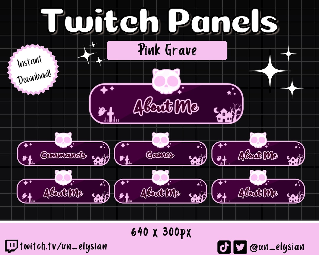 60x Pink Graveyard Panels for Twitch Streamers - Witchy, Gothic, Cute ...