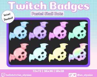 Spooky Cute Pastel Goth Skull Sub Badge Pack for Twitch Streamers and ...