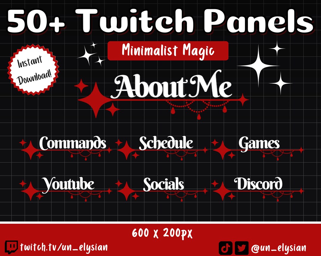 Magical Minimalist Panels for Twitch Streamers - Blood Red, Simple ...