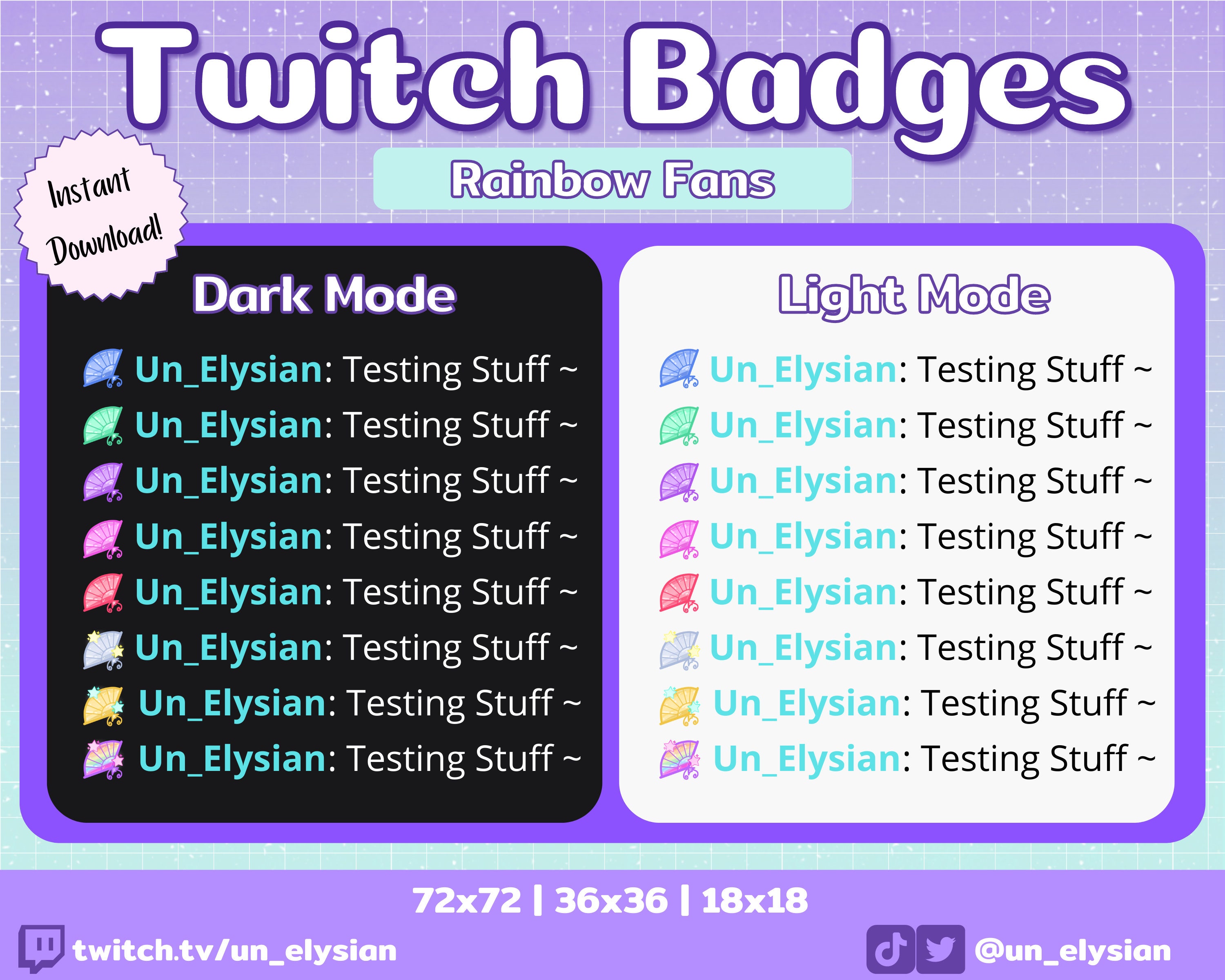 Rainbow Fan Twitch Sub Badges/bit Badges - Cute, Elegant - Etsy