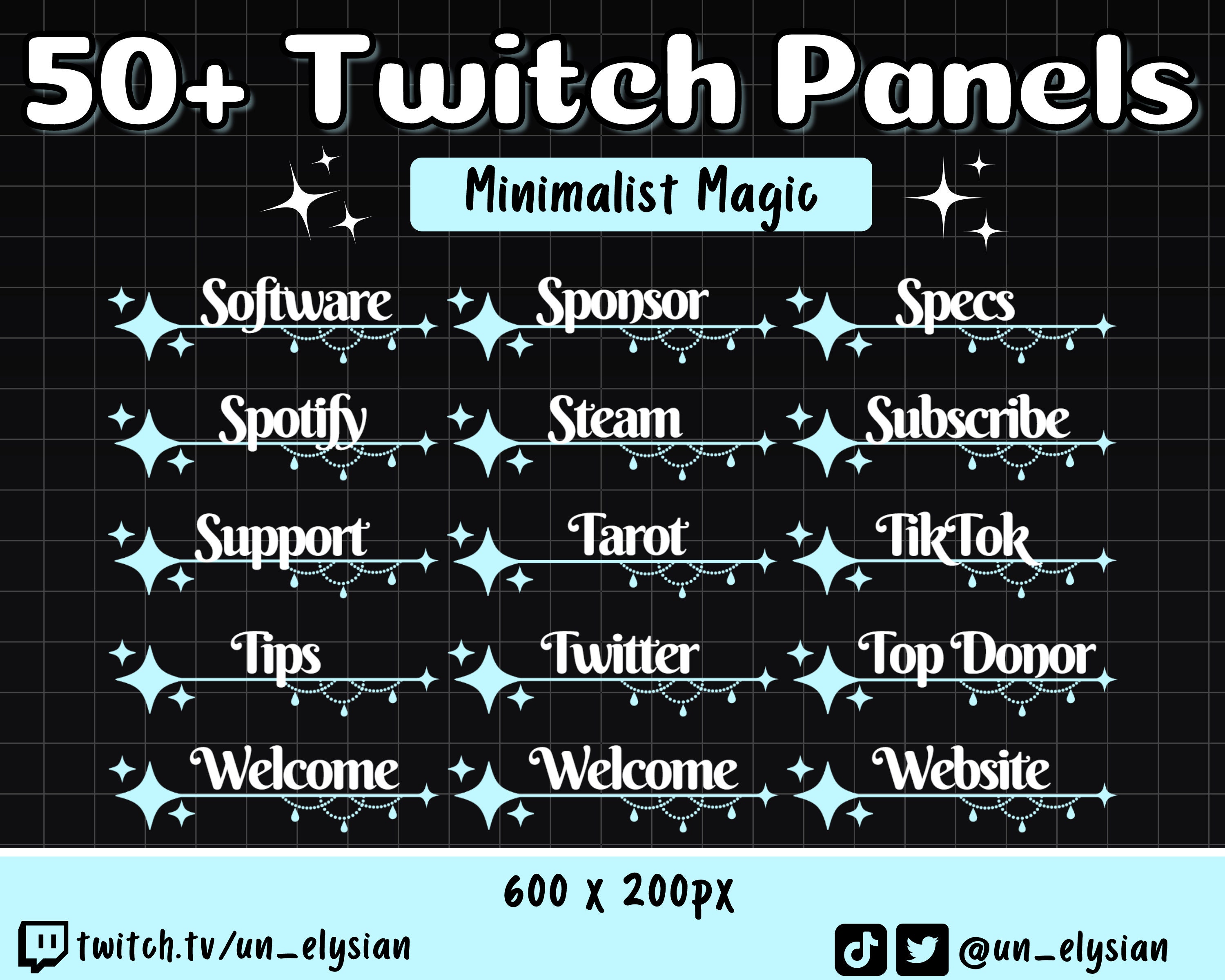 Magical Minimalist Panels for Twitch Streamers Ice Blue, Simple ...