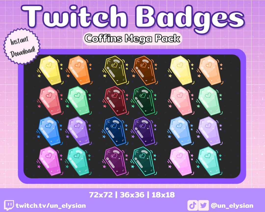 24x Rainbow Coffin Twitch Sub Badges/bit Badges - Spooky, Neon, Pastel ...