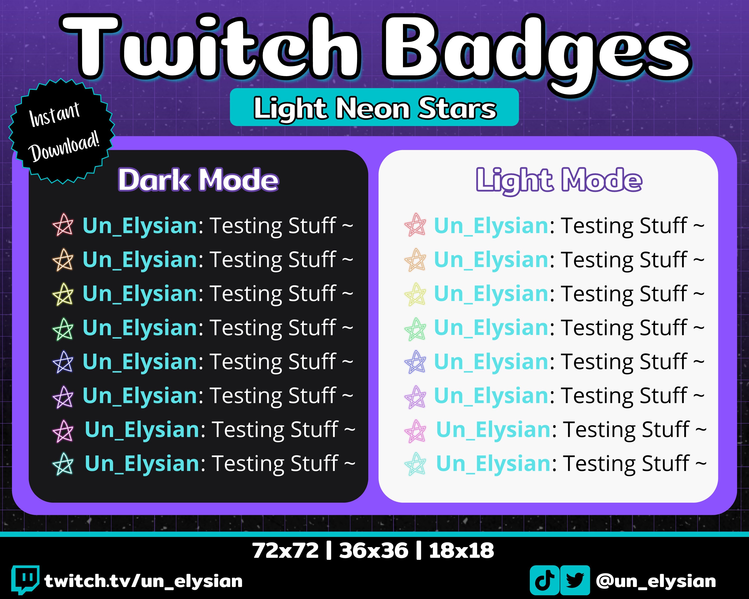 Messy Neon Stars Twitch Sub Badges/bit Badge Set - - Etsy