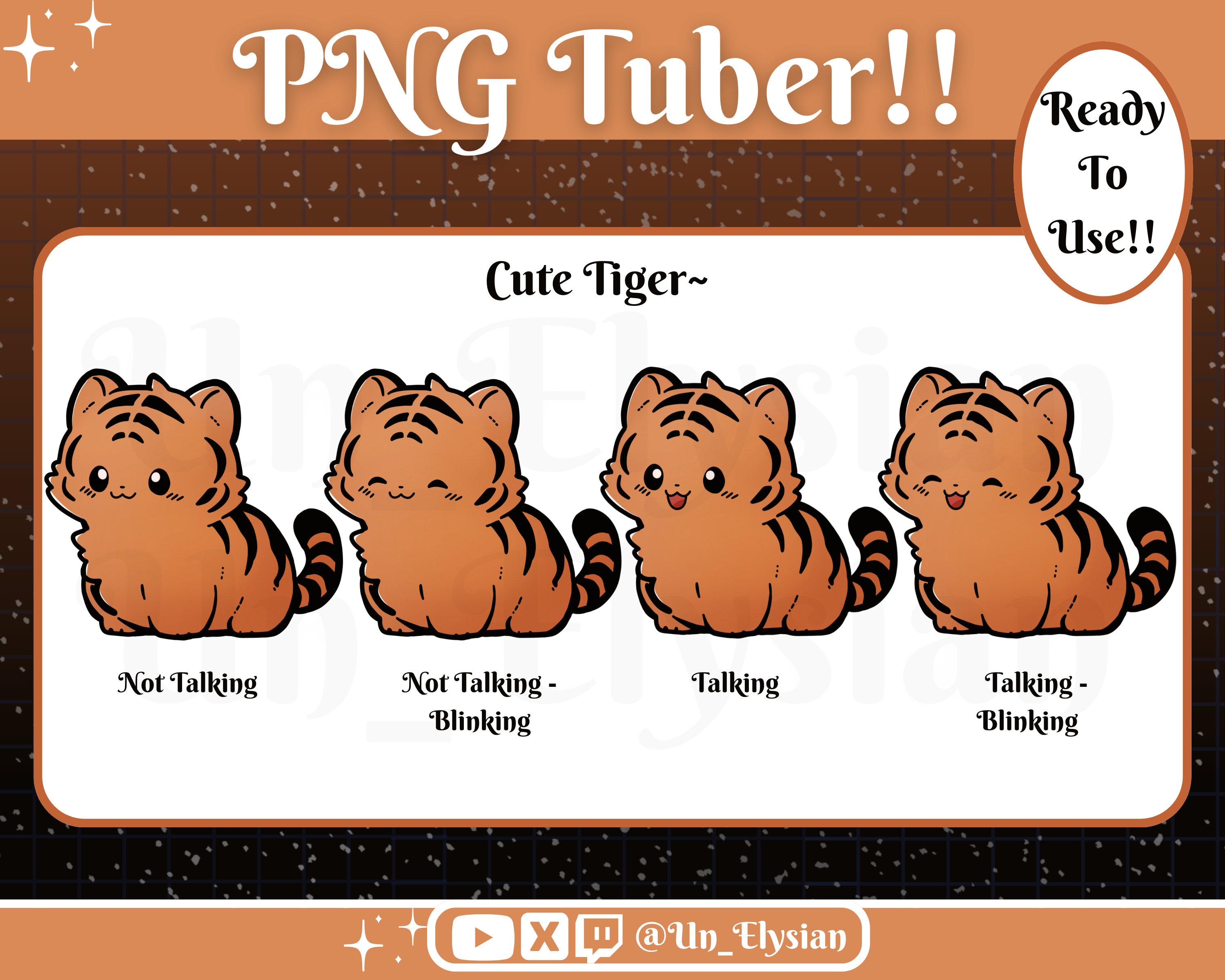 Cute Tiger Pngtuber for Streamers! Twitch, Youtube, Veadotube, Voice ...