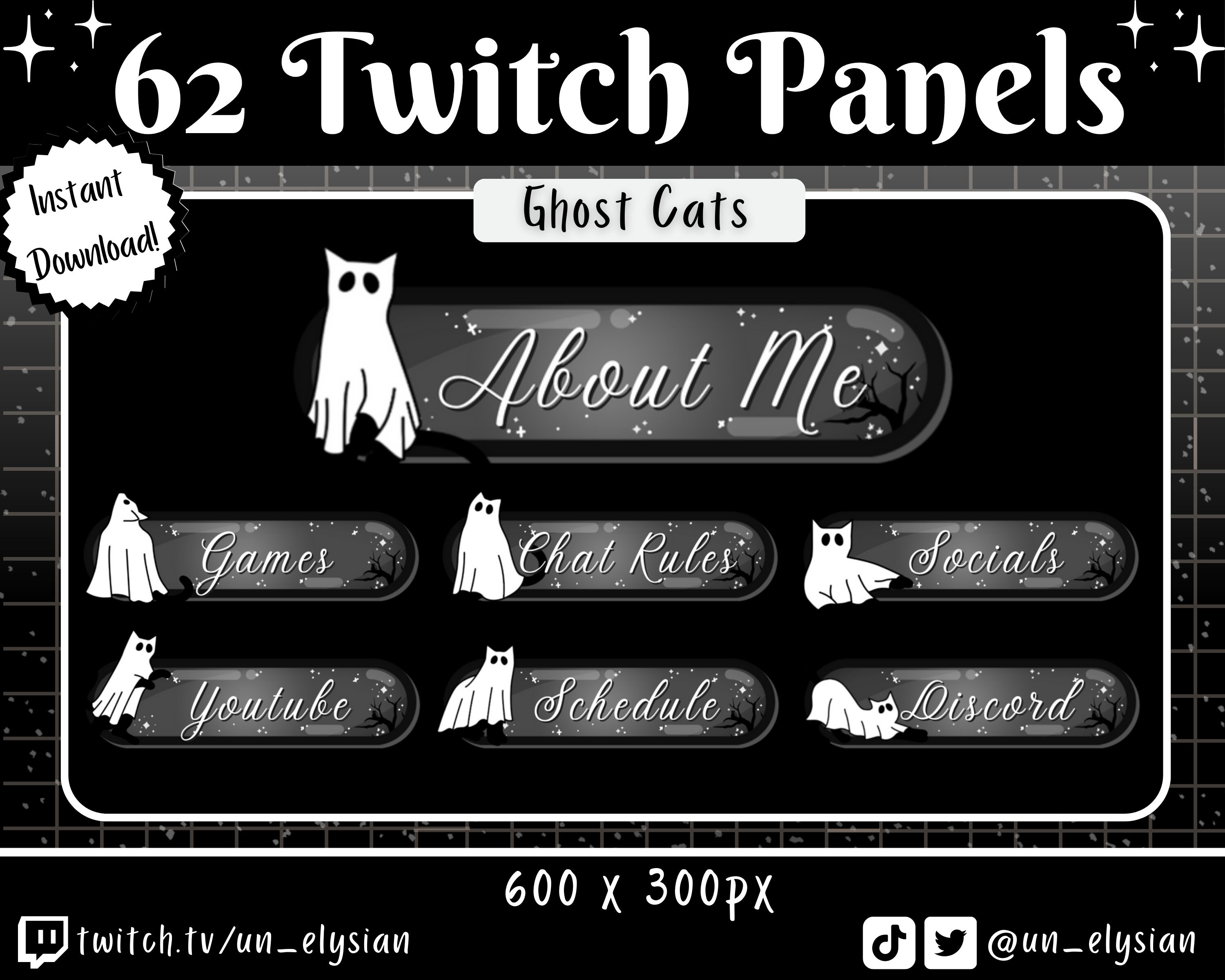 Ghost Cat Panels for Twitch Streamers - Mix & Match Panels, Cute ...