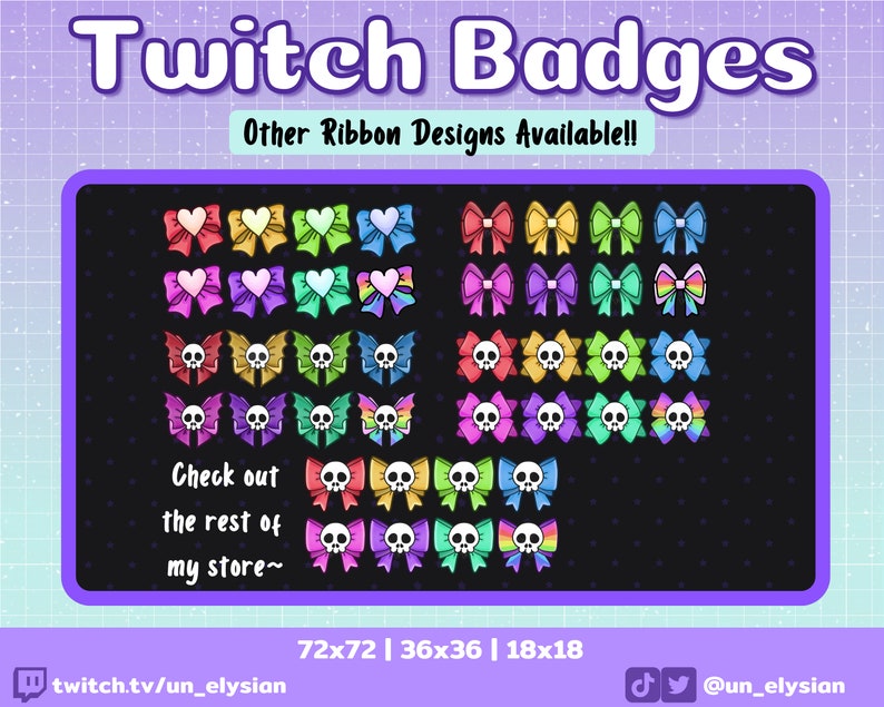 Skull Ribbon Twitch Sub Badges/bit Badges - Cute, Spooky, Rainbow ...