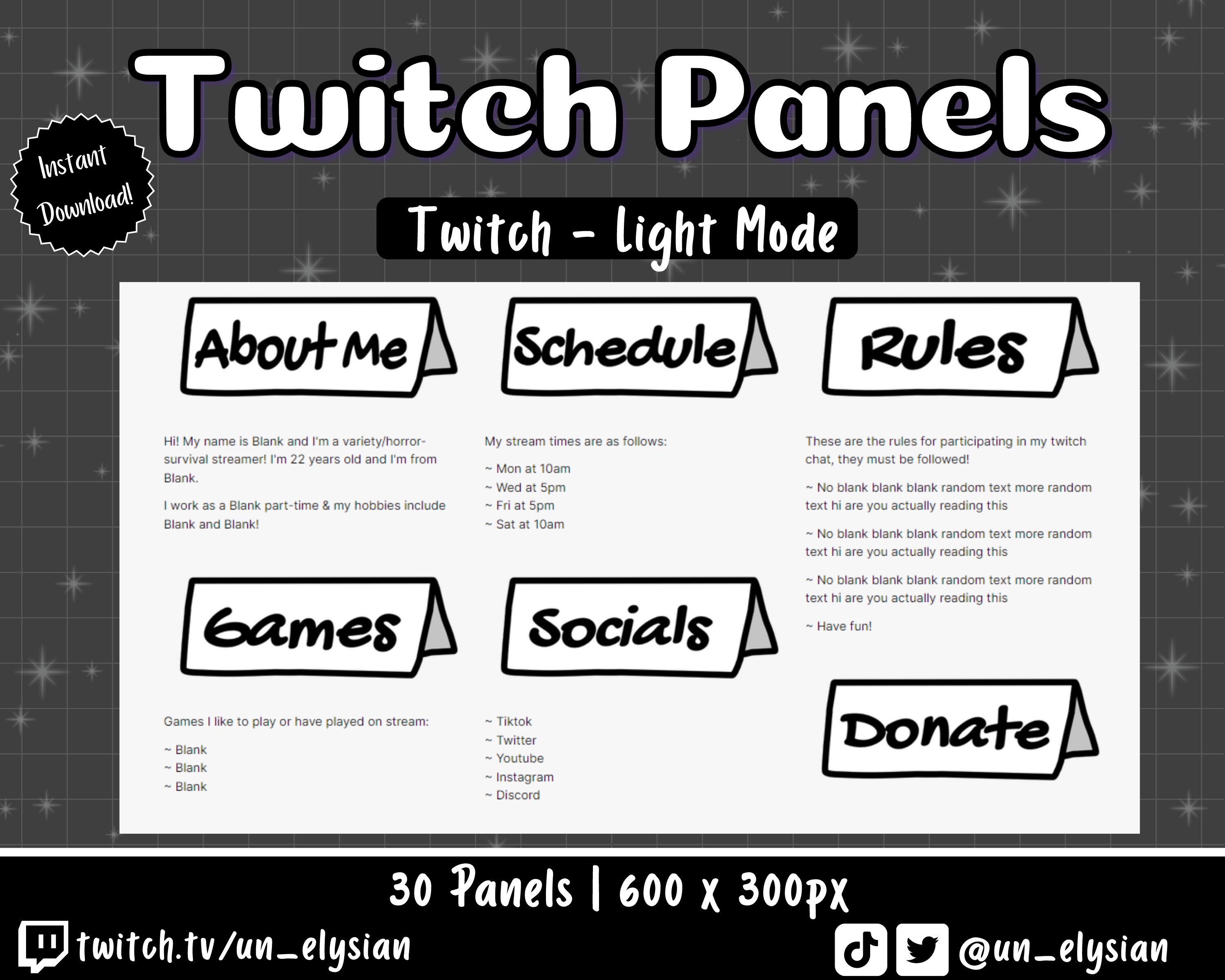 Paper Panels for Twitch Streamers - Black & White, Simple, Messy ...