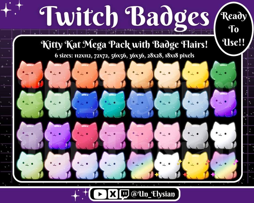 Kitty Kat Mega Pack Sub Badges!! | Rainbow Cats | Twitch Sub Badges ...