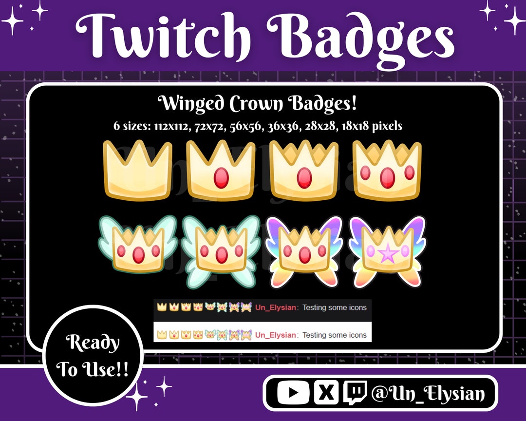 Winged Crown Sub Badges for Twitch/youtube/kick/discord | Sub Badges ...