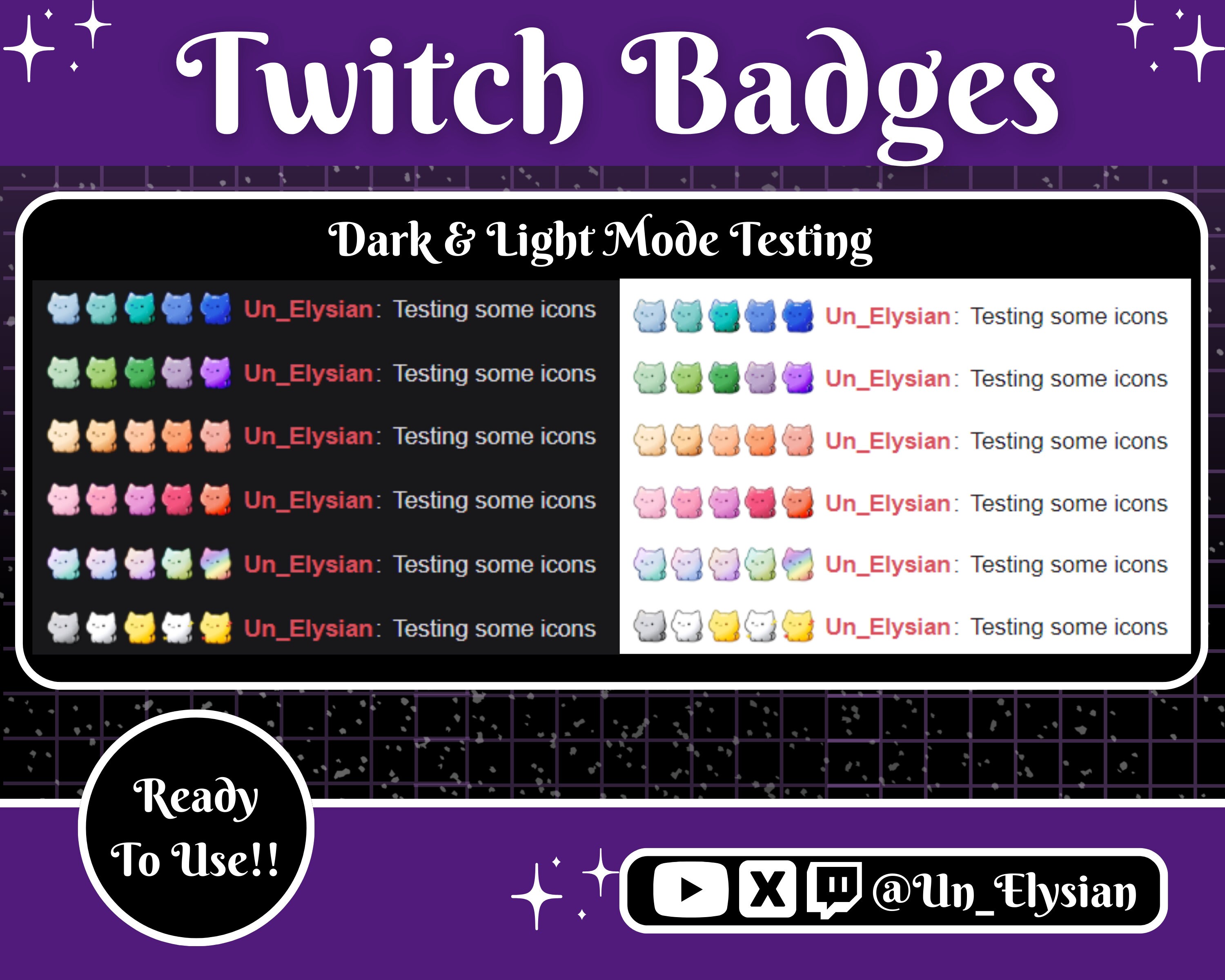 Kitty Kat Mega Pack Sub Badges!! | Rainbow Cats | Twitch Sub Badges ...