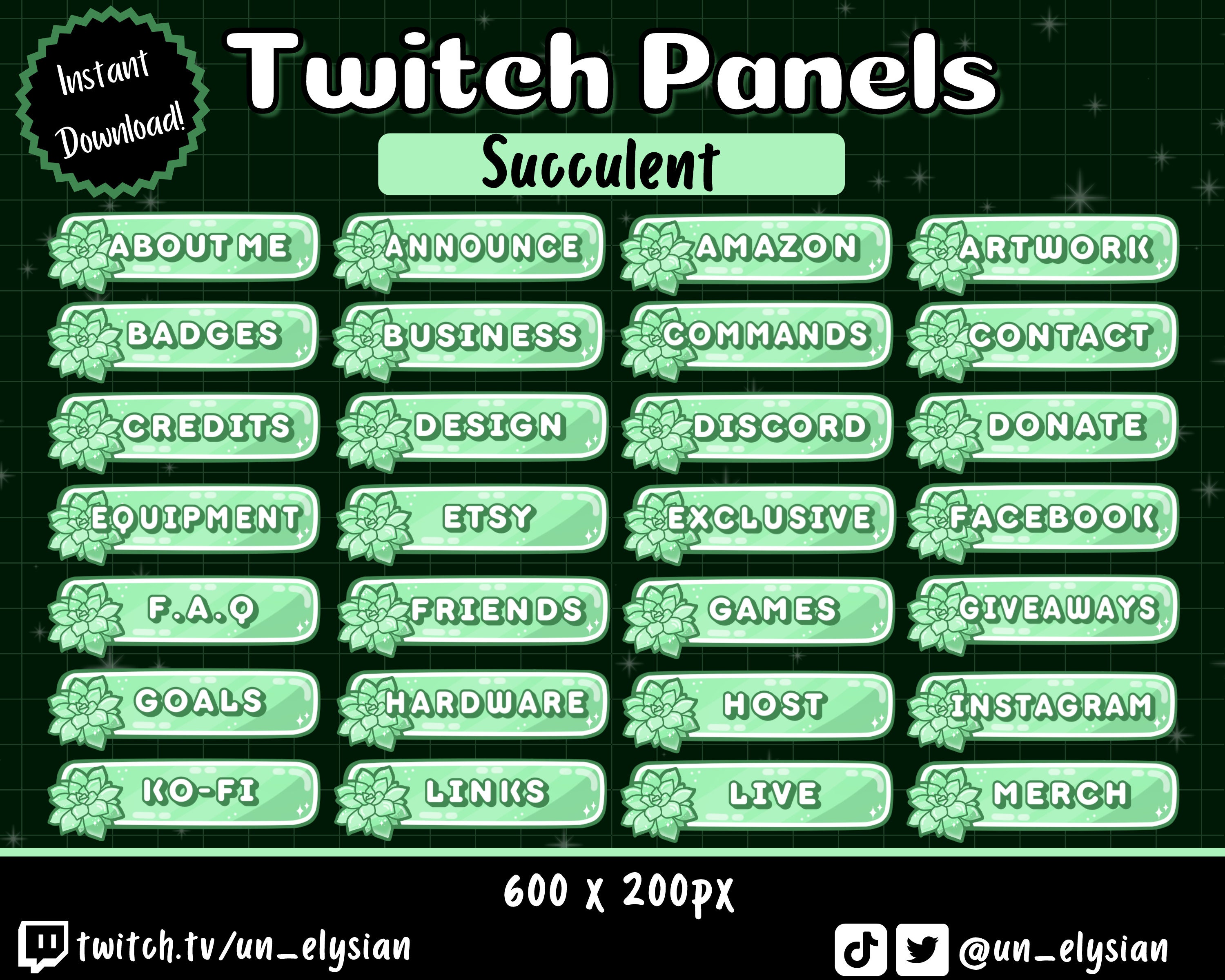 Succulent Panels for Twitch Streamers - Cute, Green, Cottagecore ...