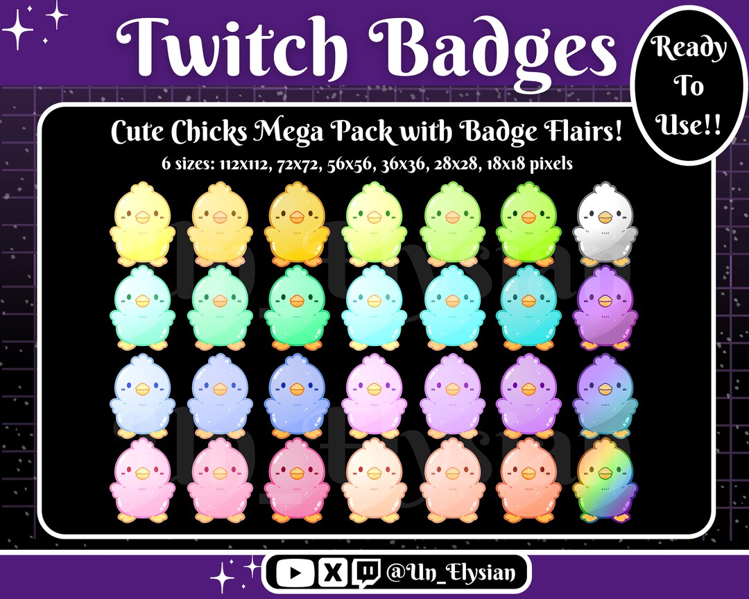 Chicks Mega Pack Sub Badges!! | Rainbow Chicks | Twitch Sub Badges, Bit ...