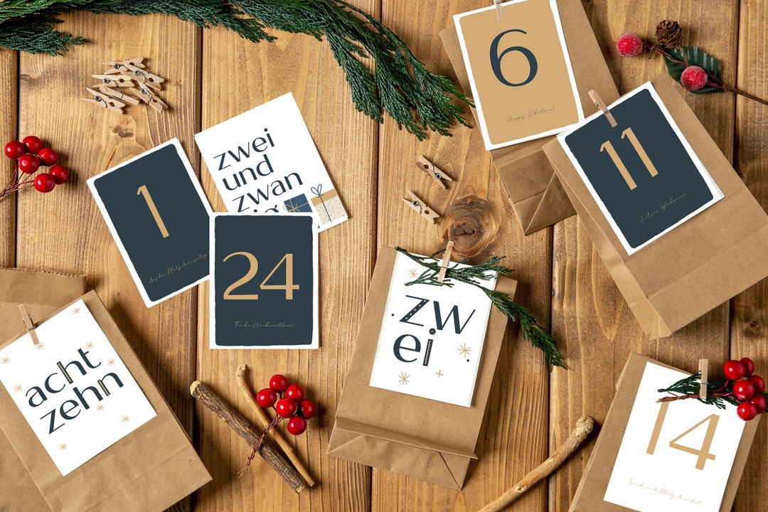 24 Advent Calendar Cards to Print I Advent Calendar Crafts I Advent ...
