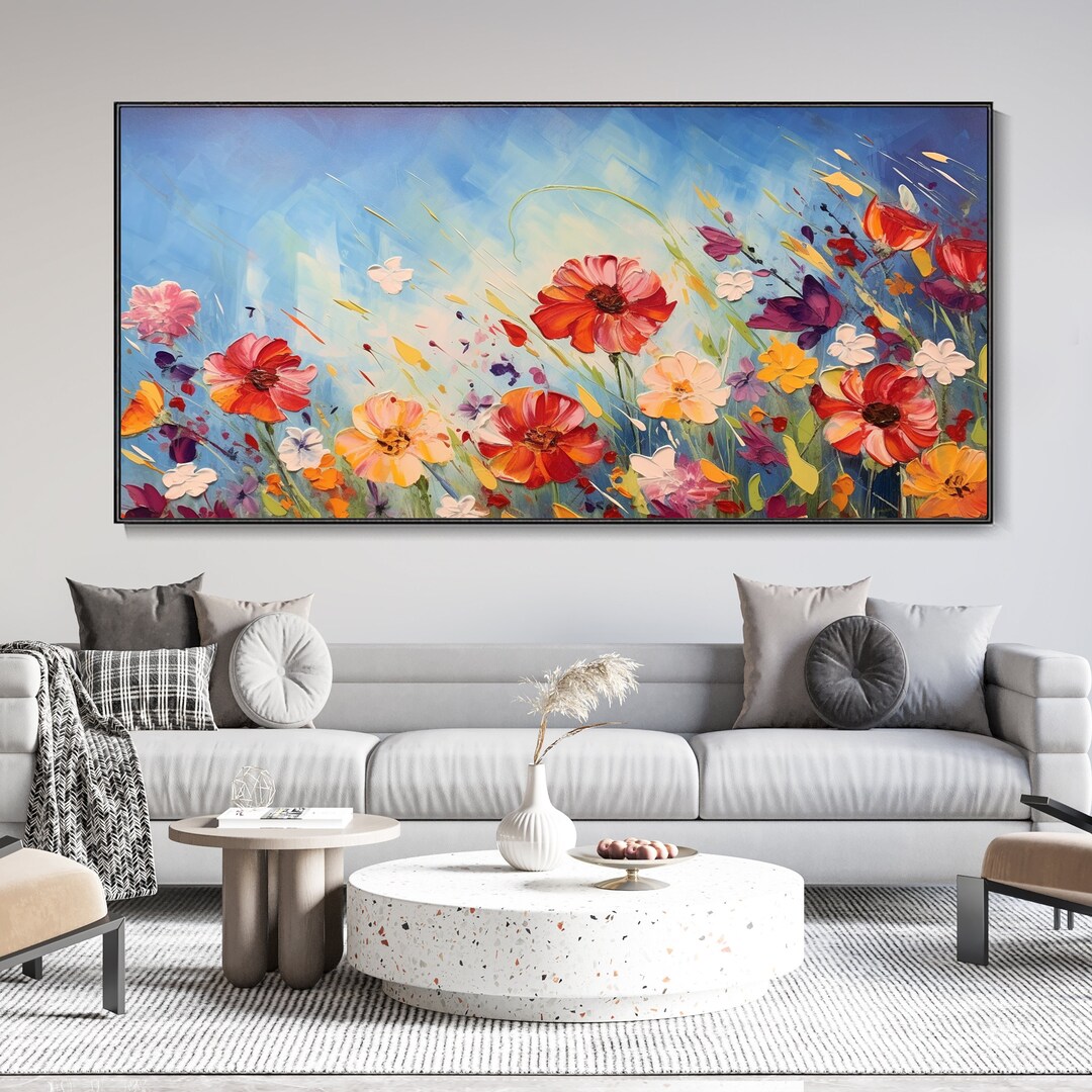 Blooming Flowers Colorful Flower Paintings on Canvas Large - Etsy