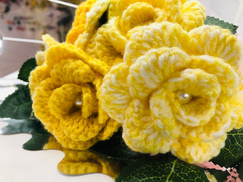 Crochet Yellow Color Roses Bouquet With Beautiful Package - Etsy
