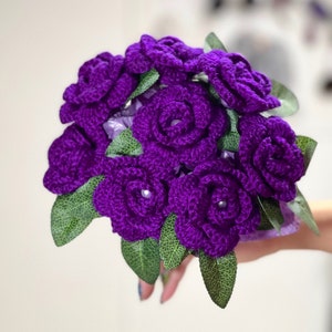 Crochet Violet Color Roses Bouquet With Beautiful Package ...