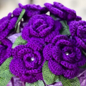 Crochet Violet Color Roses Bouquet With Beautiful Package ...