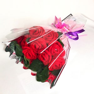 Crochet Red Color Roses Bouquet With Beautiful Package , Personalized ...