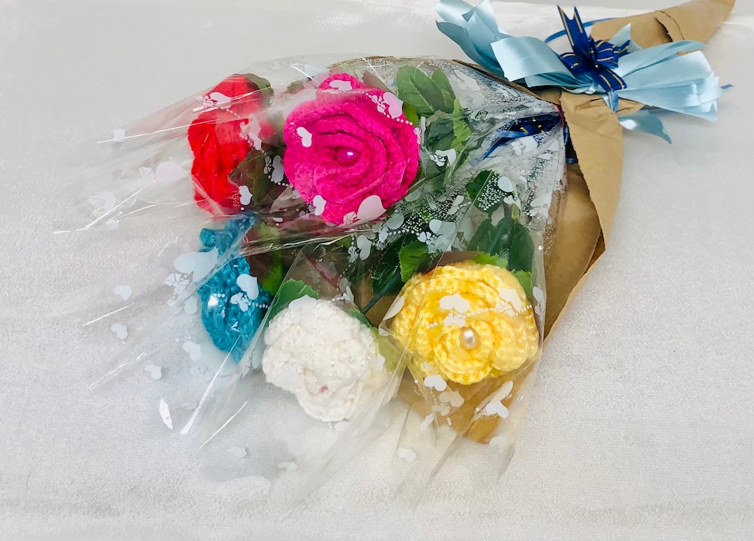 Knitted,crochet Roses Bouquet for Mother’s Day,valentine’s Day ...
