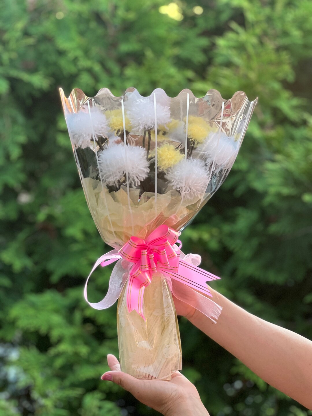 Crochet Yarn Dandelion Bouquet,army Retirement Dandelions, Forvalentine ...