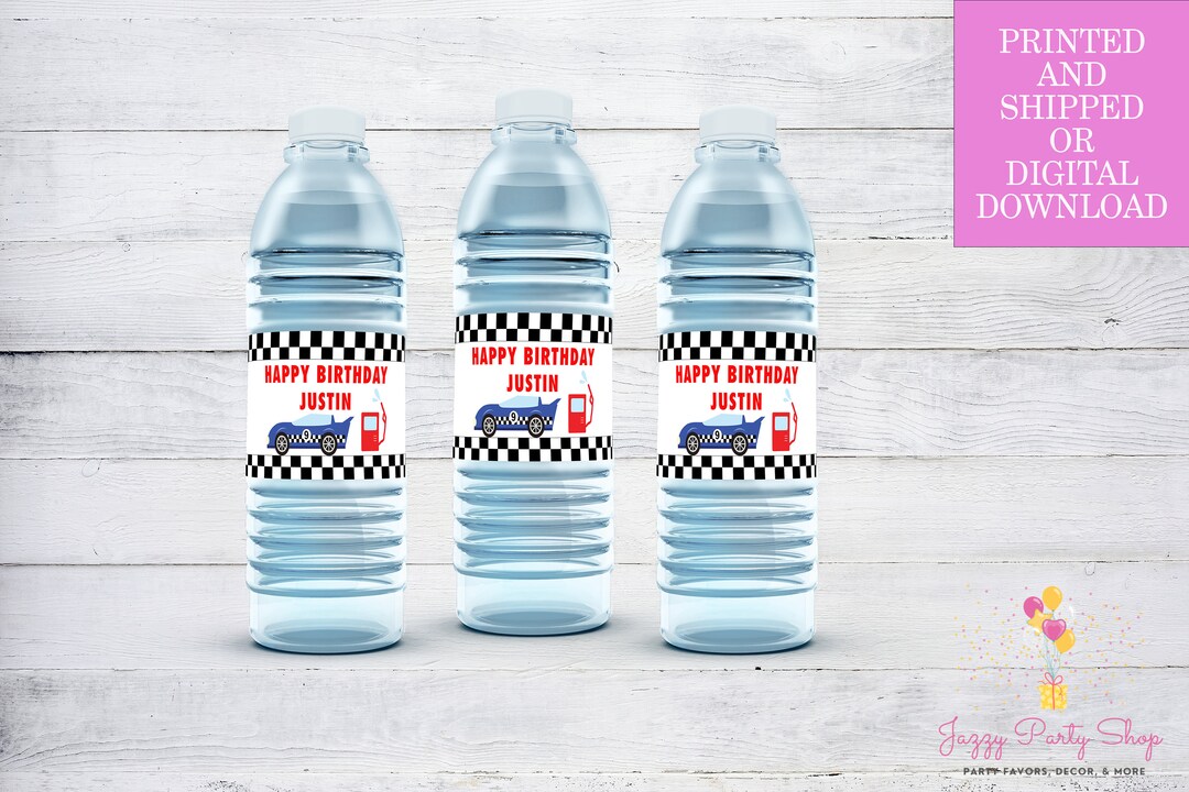 Race Car Water Bottle Labels-racer Birthday-race Car Party-water Bottle ...