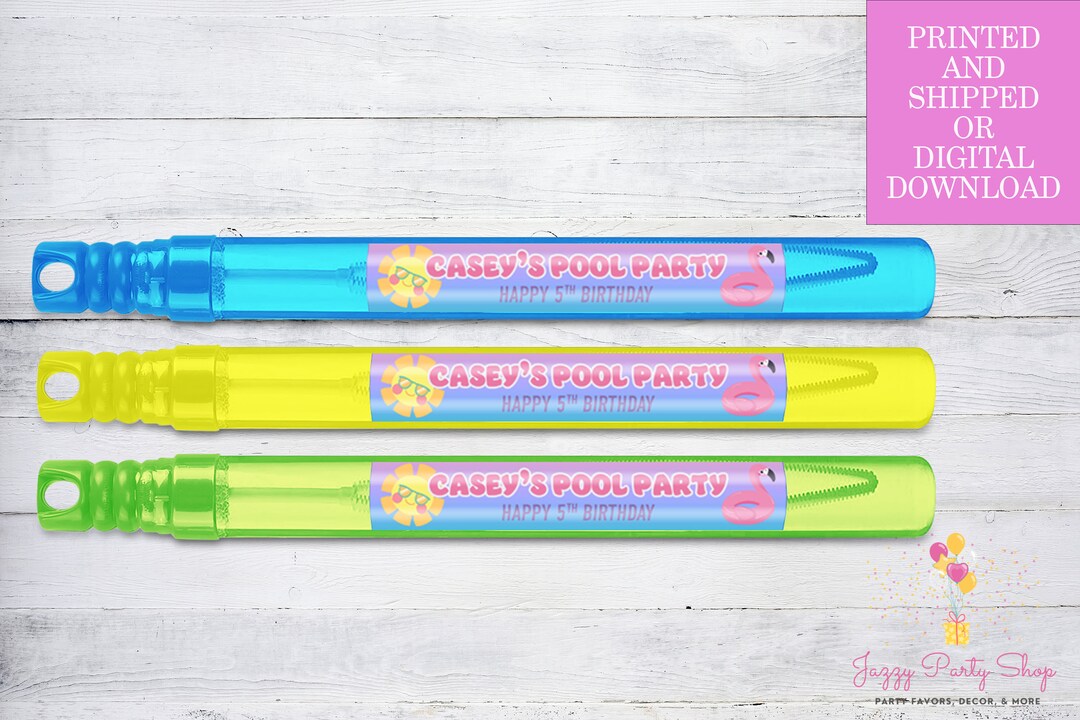 Birthday Pool Party Bubble Wand Labels-summer Birthday Party- Swimming ...