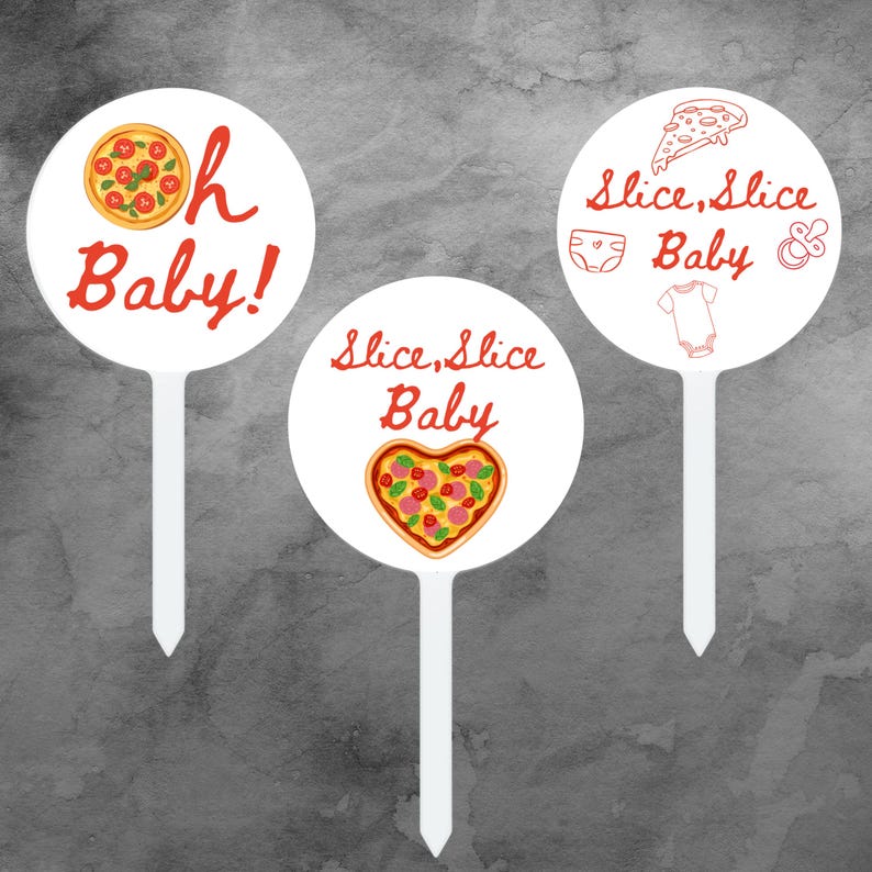 Slice Slice Baby Shower, Pizza Baby Shower, Pizza Cupcake Toppers ...
