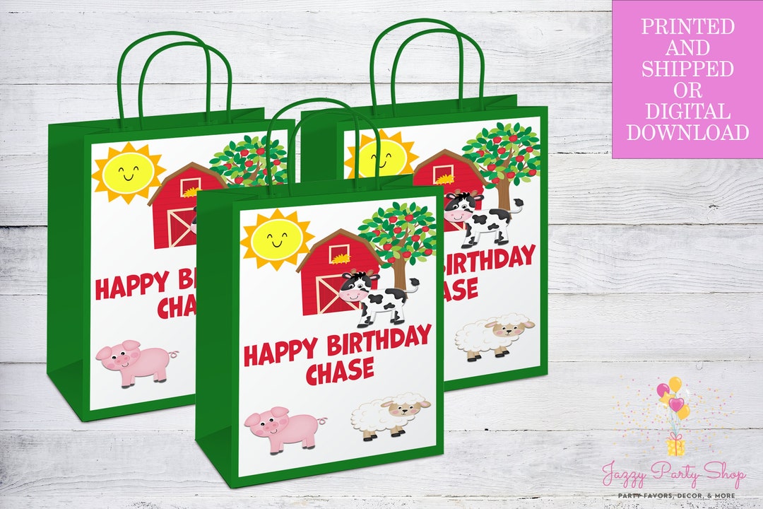 Farm Animal Birthday Party Gift Bags, Barnyard Birthday Party Favor ...