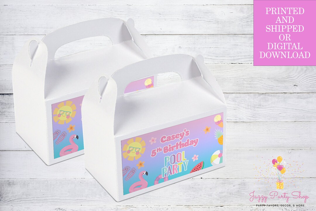 Summer Pool Party Gable Box, Summer Birthday Party, Personalized Party ...