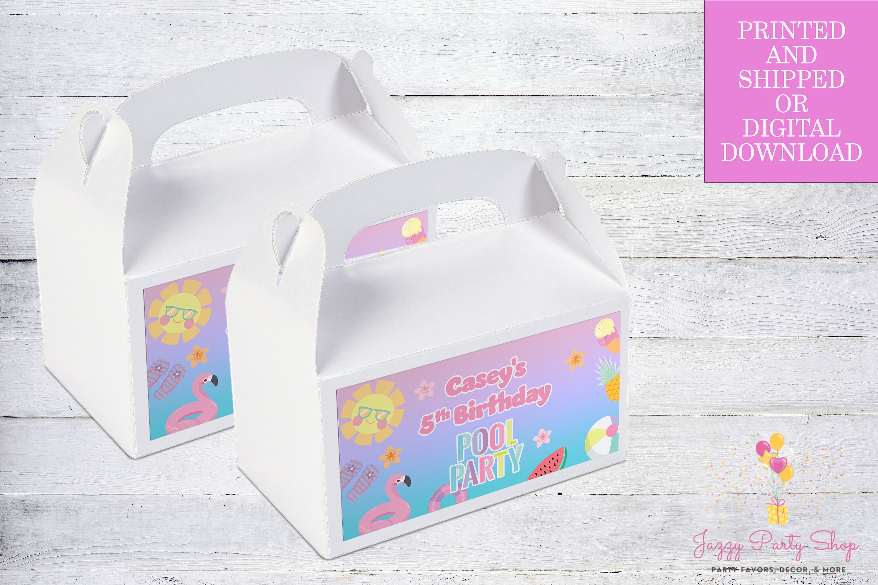 Summer Pool Party Gable Box, Summer Birthday Party, Personalized Party ...