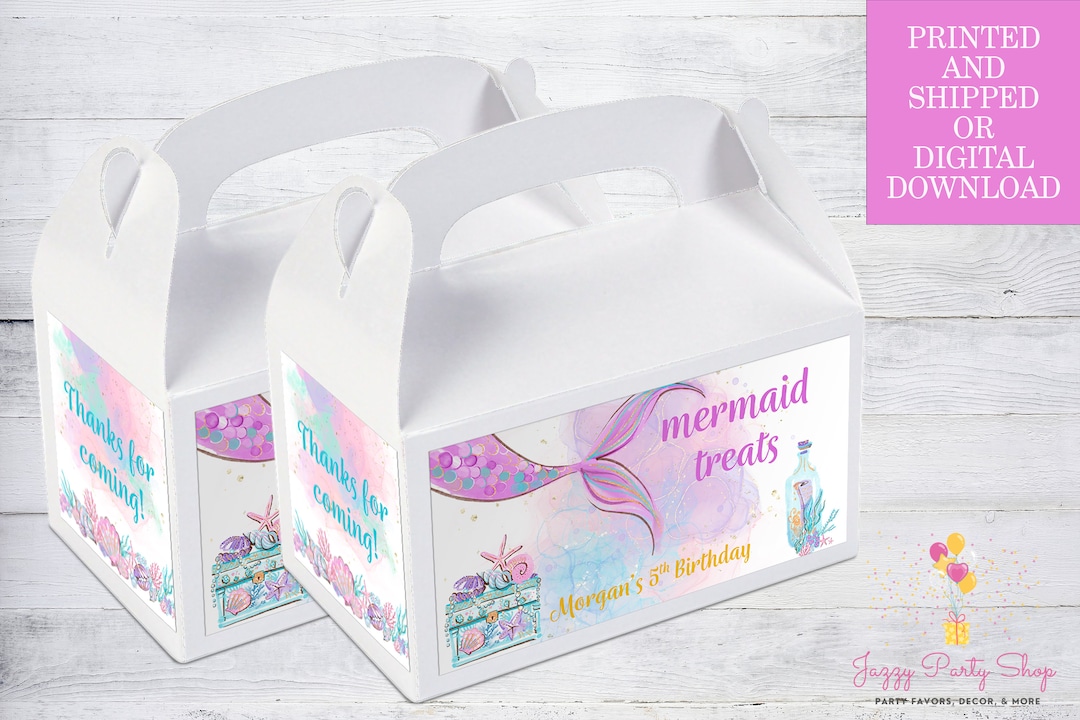 Mermaid Party Gable Box, Mermaid Birthday Party, Mermaid Treat Box ...