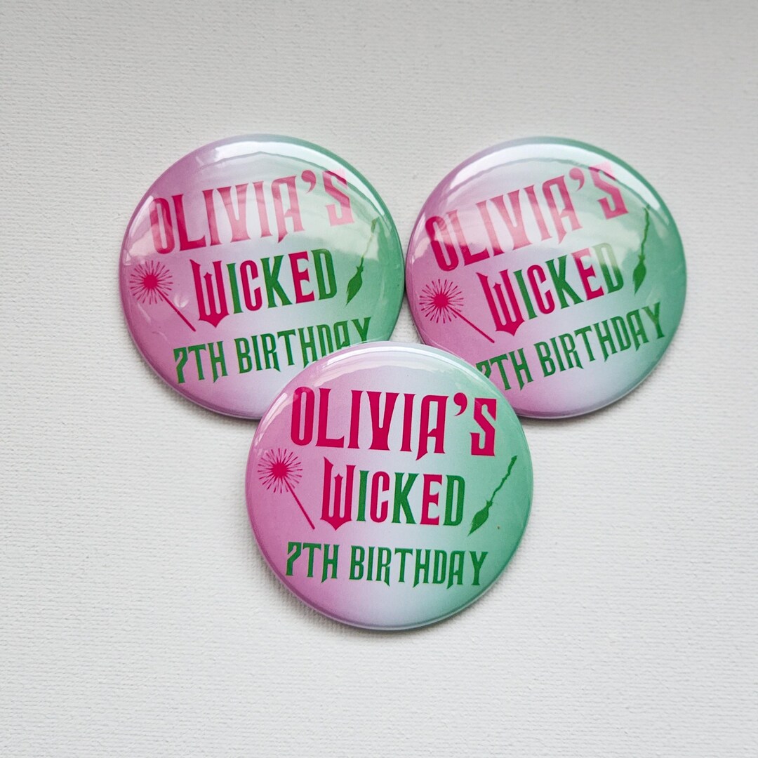 Wicked Party Favor Button, Wicked Party, Elphaba, Glinda, Wicked ...
