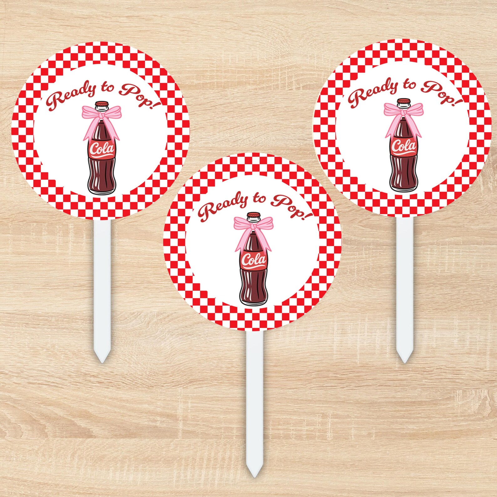 Ready to Pop Baby Shower Cupcake Toppers – Retro Soda Bottle Party ...