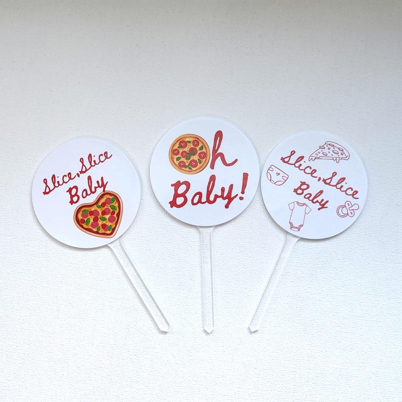 Slice Slice Baby Shower, Pizza Baby Shower, Pizza Cupcake Toppers ...
